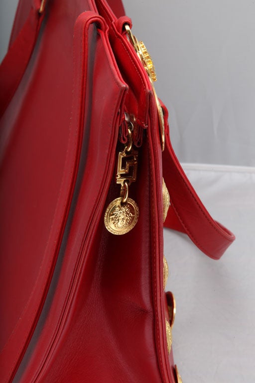 Gianni Versace Couture Red Large Tote Bag with Medusas at 1stDibs