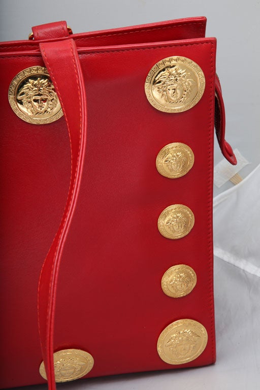 Gianni Versace Couture Red Large Tote Bag with Medusas at 1stDibs