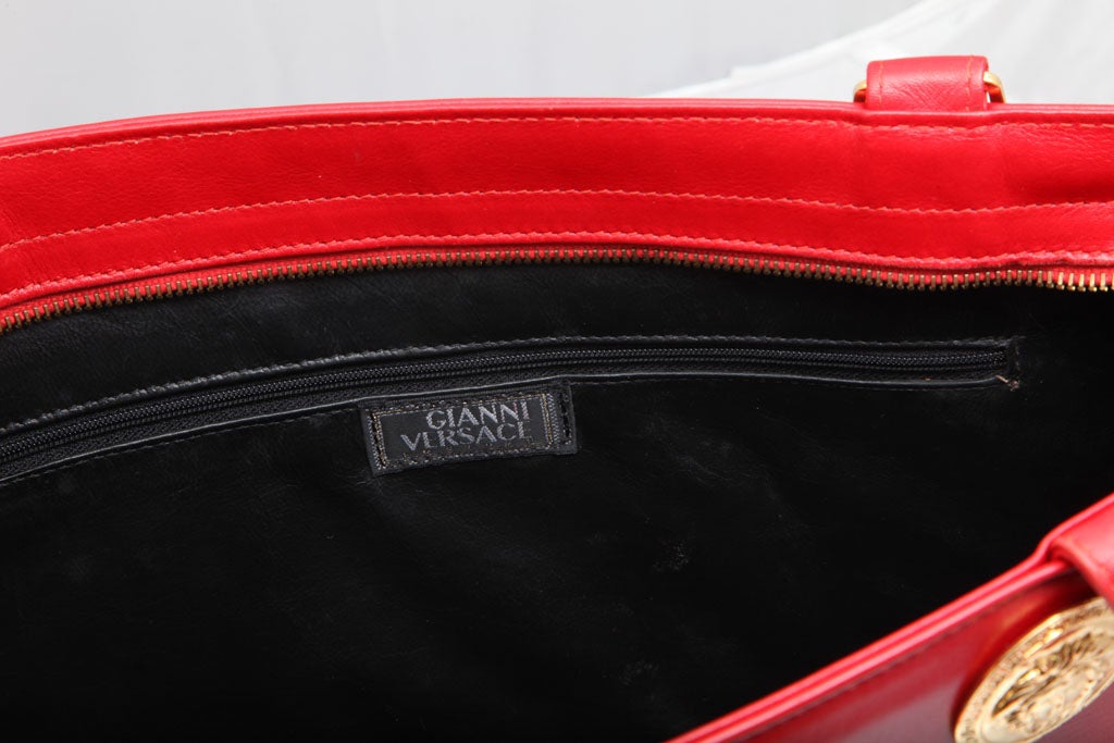 Gianni Versace Couture Red Large Tote Bag with Medusas at 1stDibs