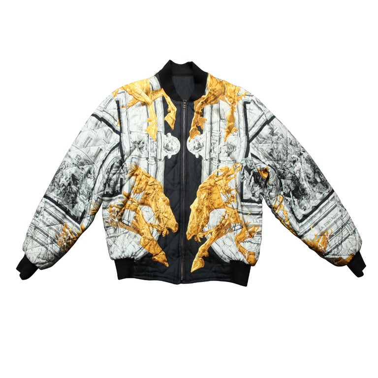HERMES MEN'S REVERSIBLE SILK BOMBER JACKET at 1stDibs | hermes silk ...