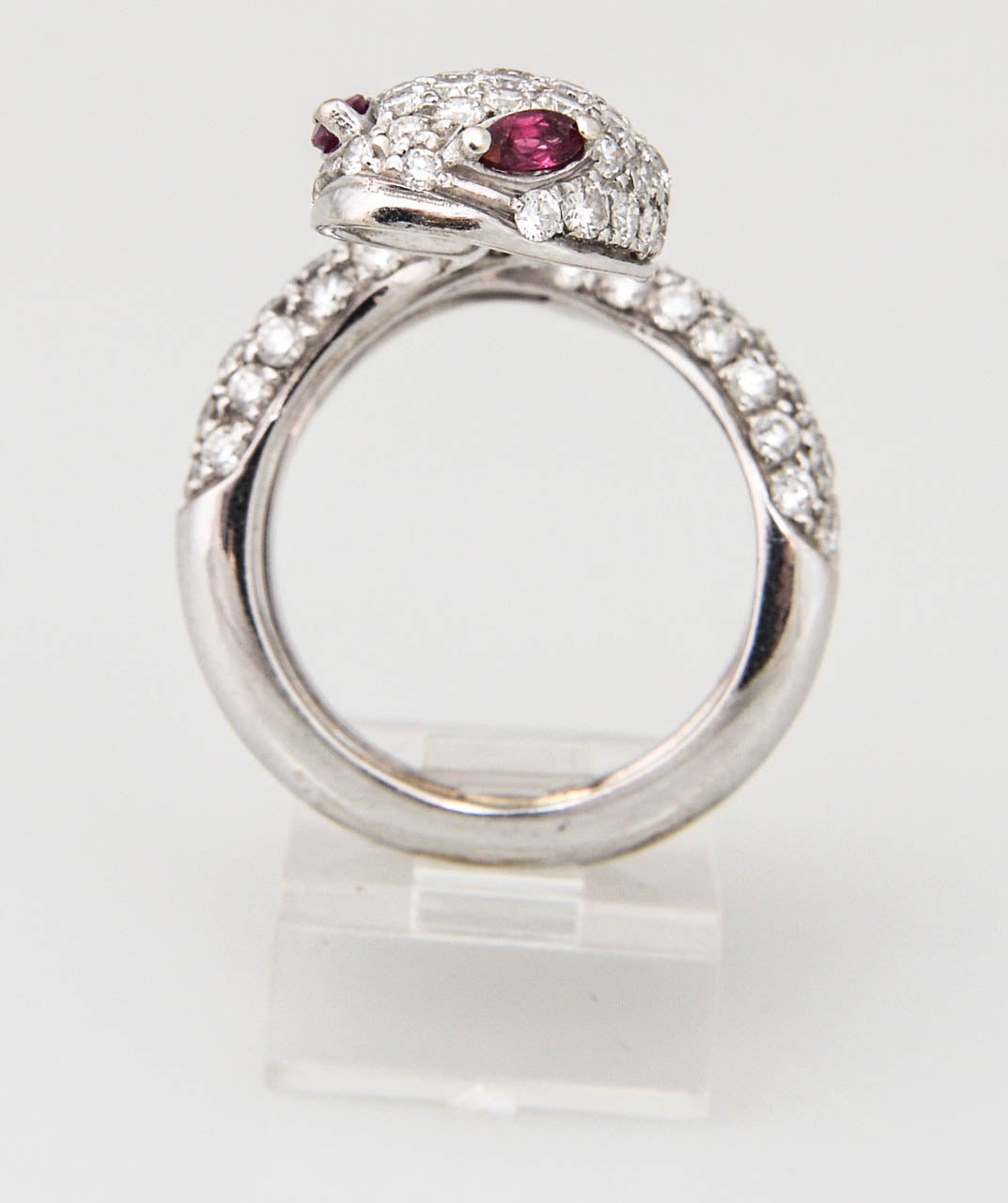 Impressive Ruby Pave Diamond Gold Snake Ring at 1stDibs