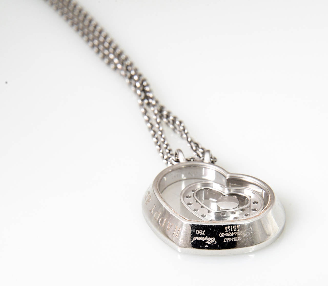 CHOPARD "Happy Spirit" Floating Diamond White Gold Heart Pendant ...