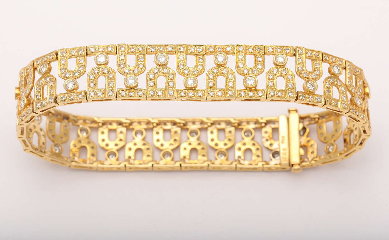 Pave Diamond Gold Bracelet with Repeated Design at 1stDibs | diamond ...