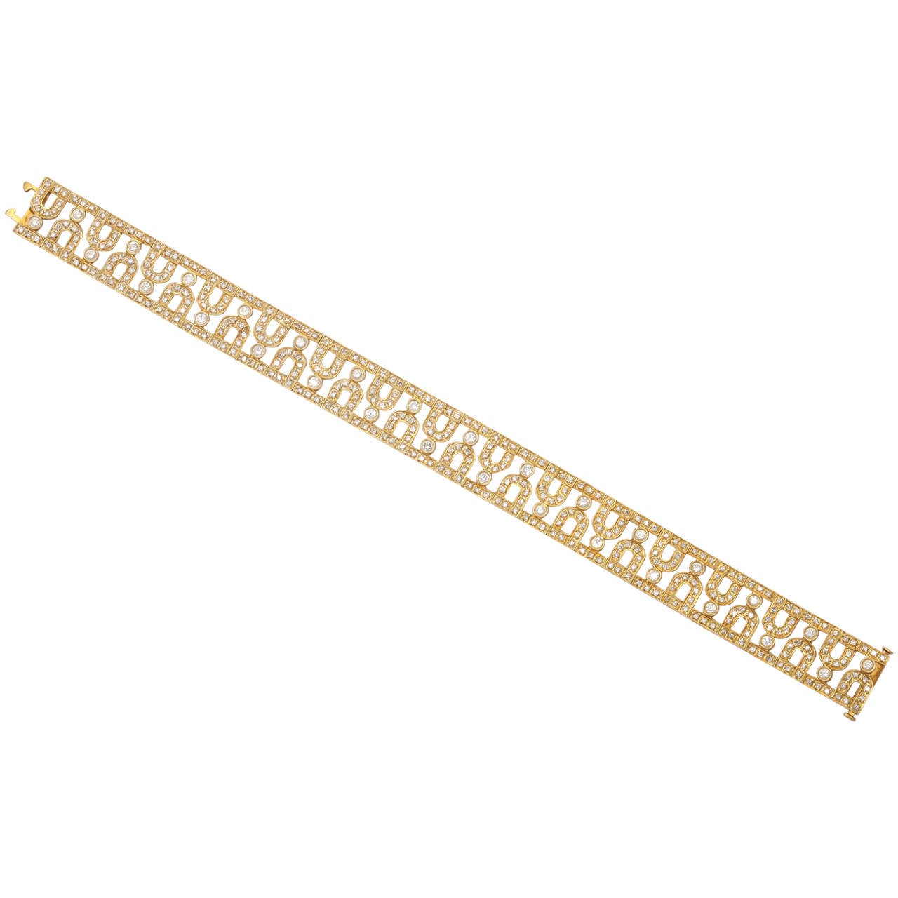 Pave Diamond Gold Bracelet with Repeated Design at 1stDibs | diamond ...