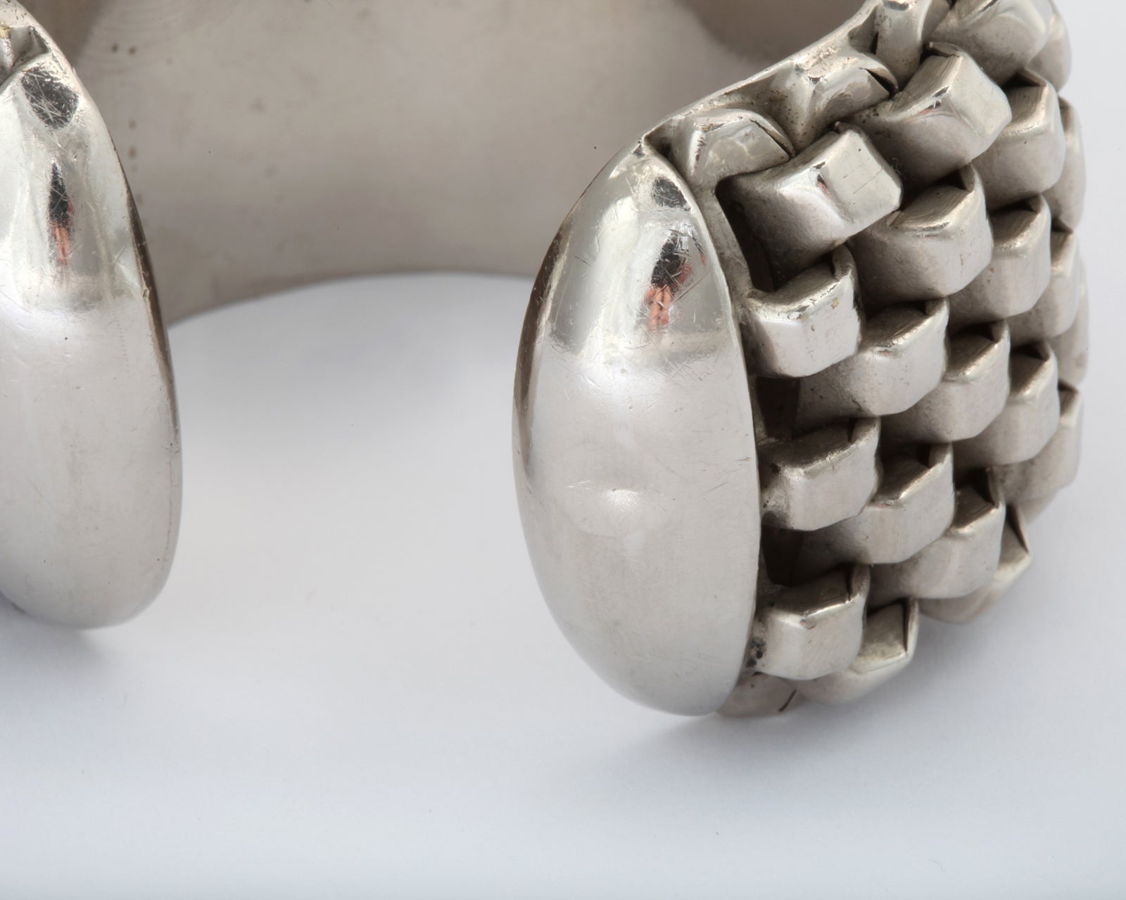 Pair of "Machine Age" Silver-Plated Bangles For Sale at 1stDibs