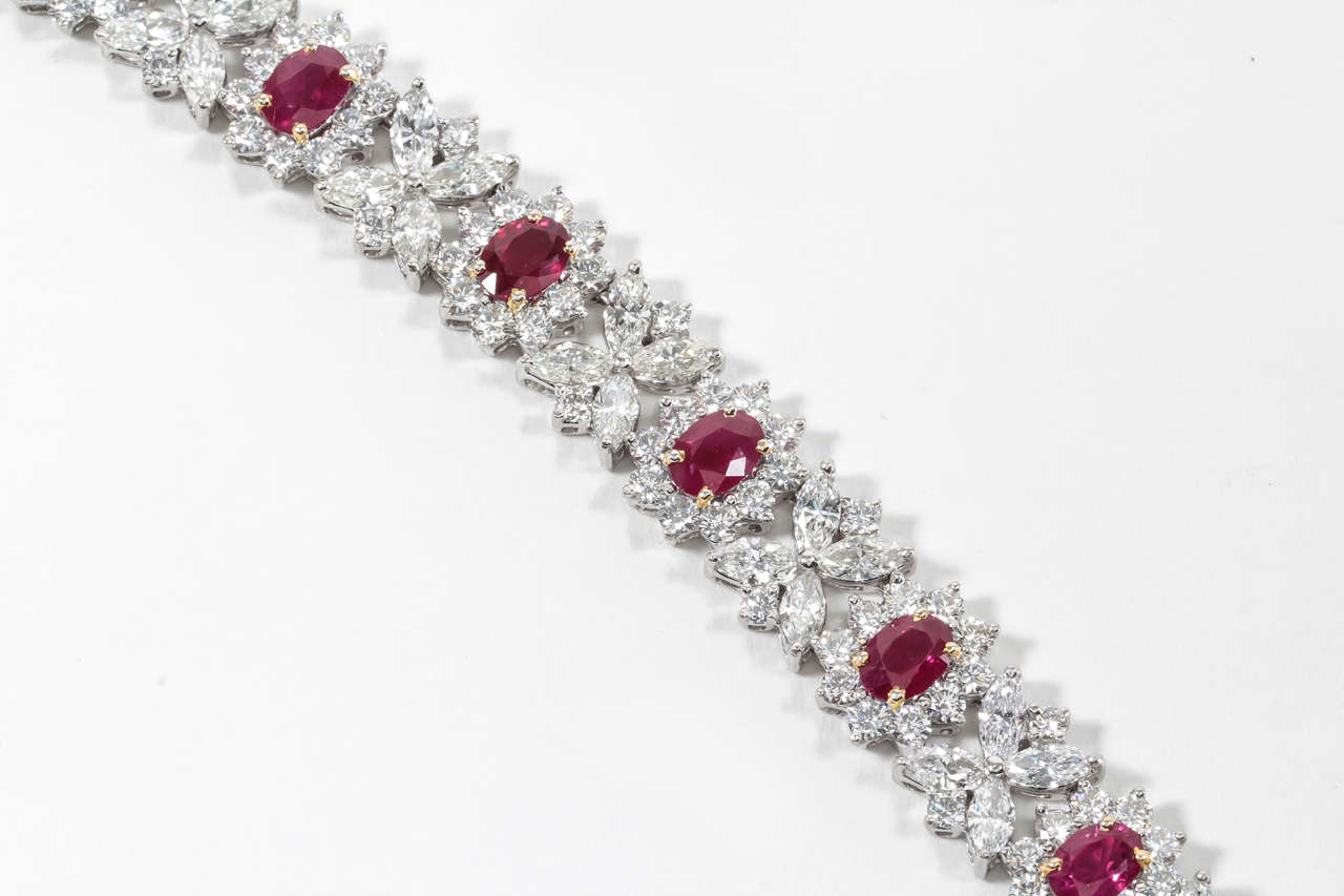 Fine Burma Ruby Diamond Bracelet For Sale at 1stDibs | burmese ruby ...