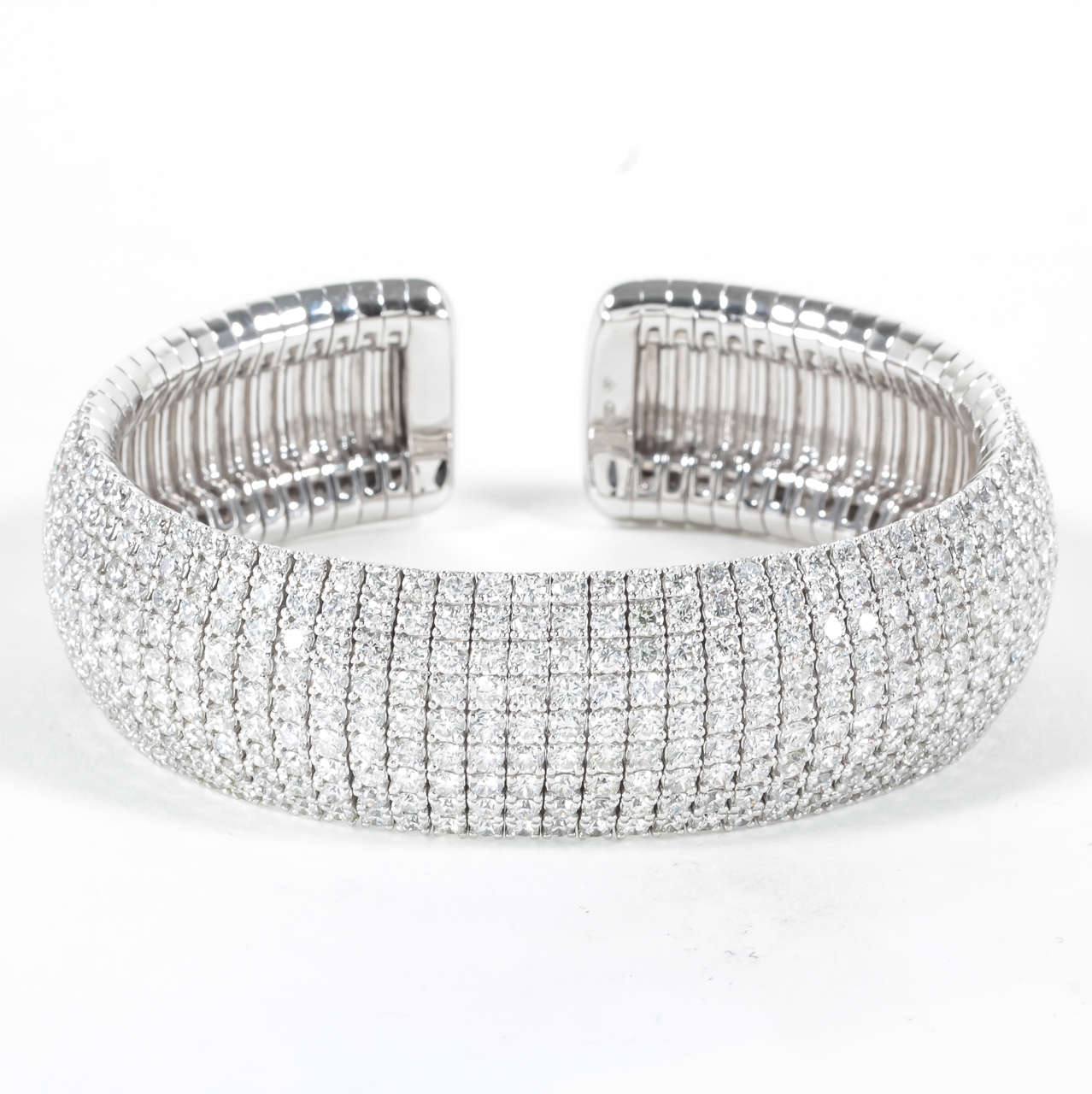 Classic Diamond Cuff Spring Bangle For Sale at 1stDibs | diamond cuff ...