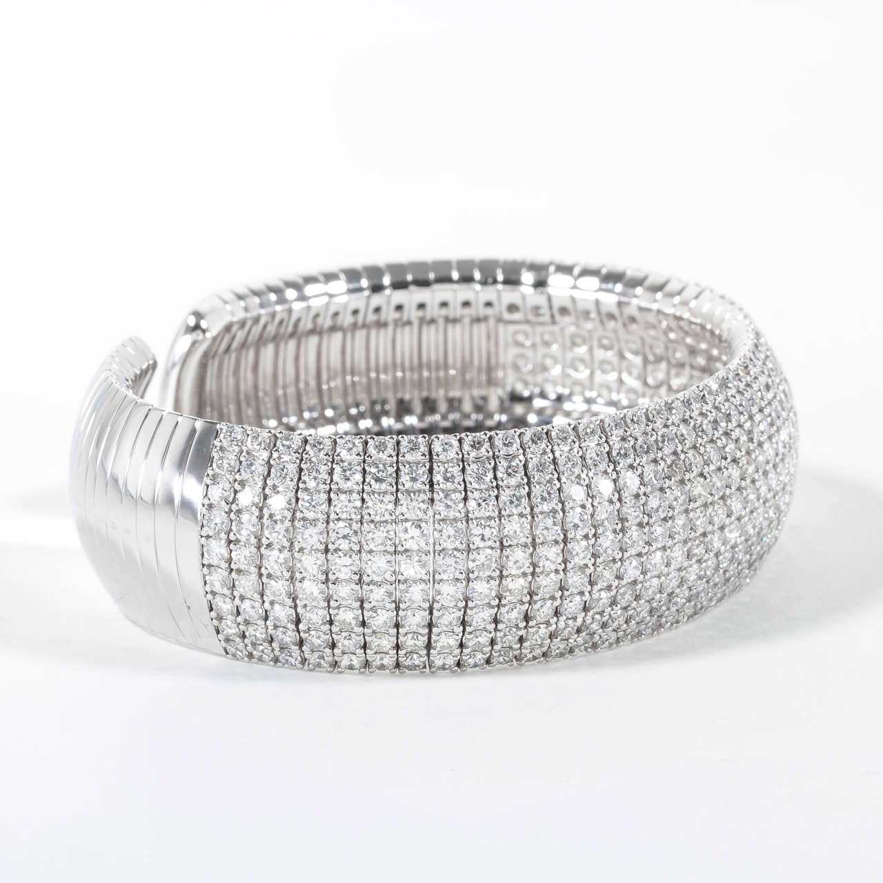 Classic Diamond Cuff Spring Bangle For Sale at 1stDibs | diamond cuff ...