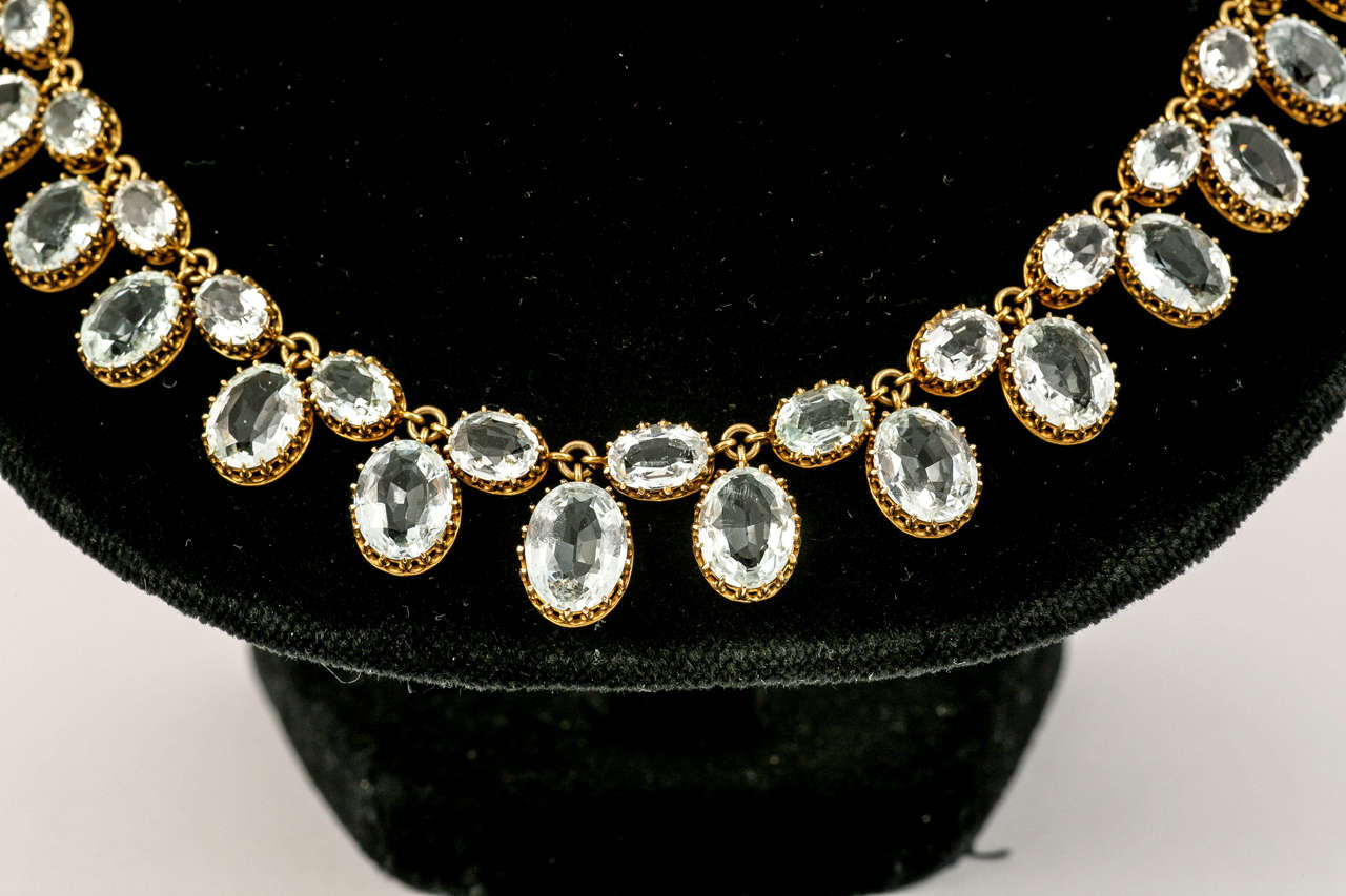 Aquamarine Gold Necklet For Sale at 1stDibs