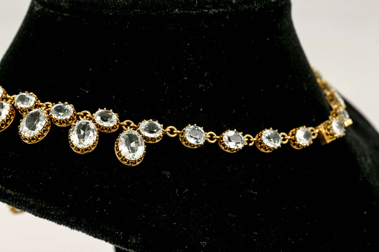 Aquamarine Gold Necklet For Sale at 1stDibs