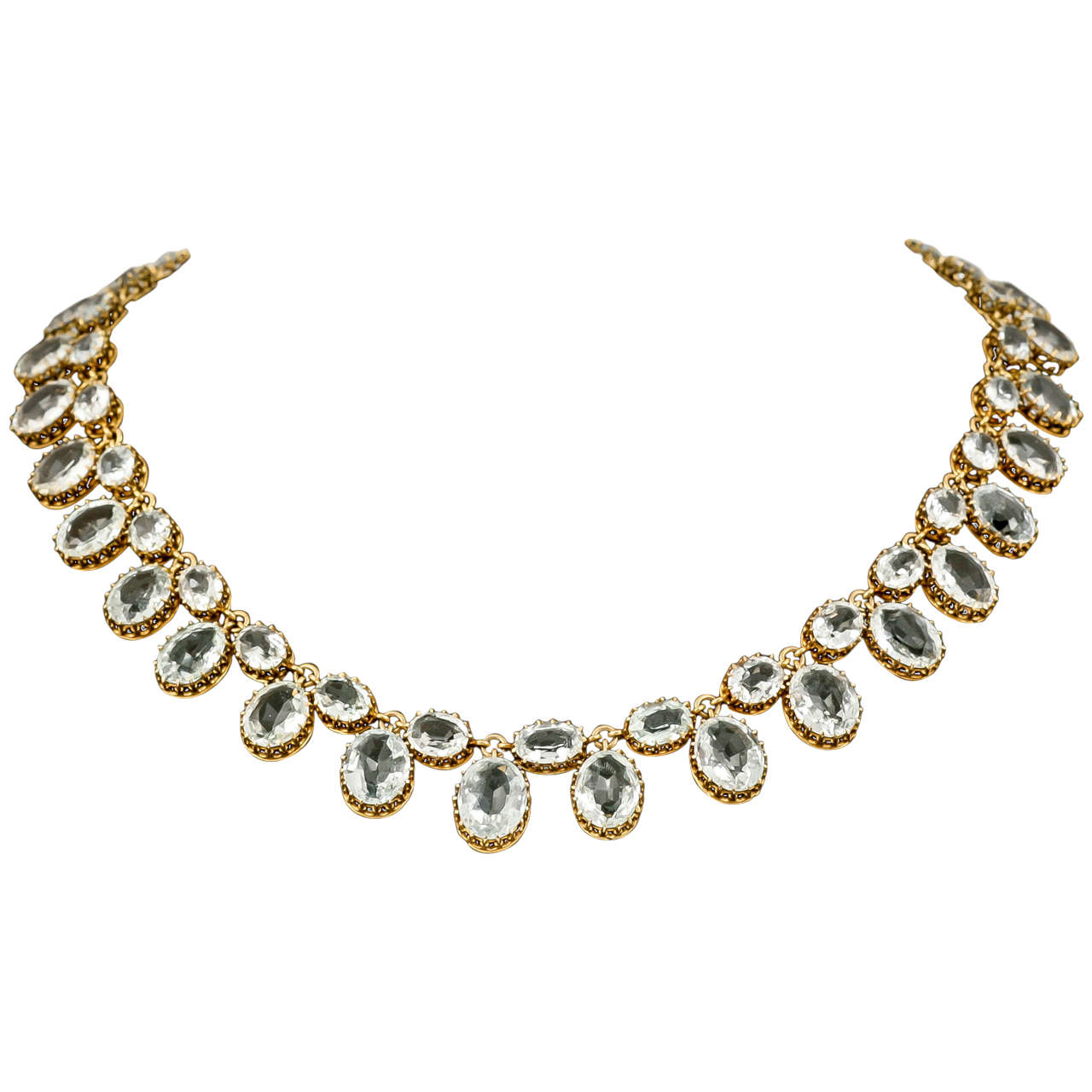 Aquamarine Gold Necklet For Sale at 1stDibs