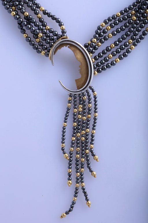 Erte Silver and Gold Necklace at 1stDibs