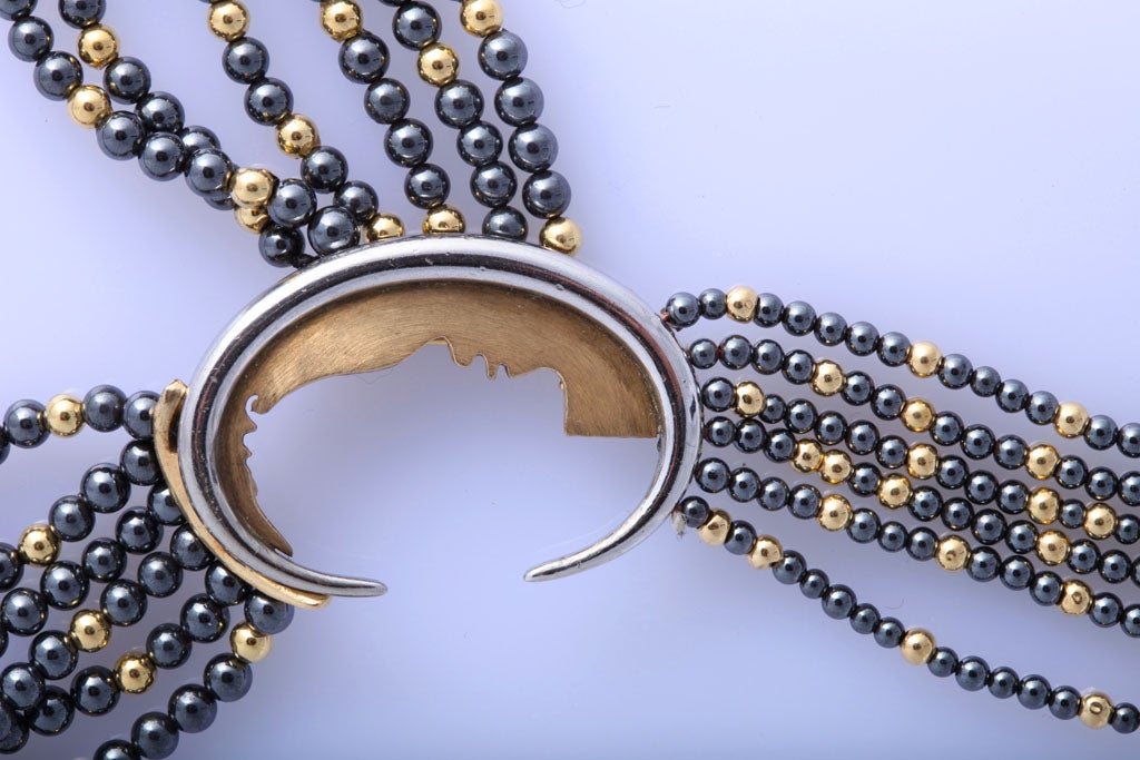 Erte Silver and Gold Necklace at 1stDibs