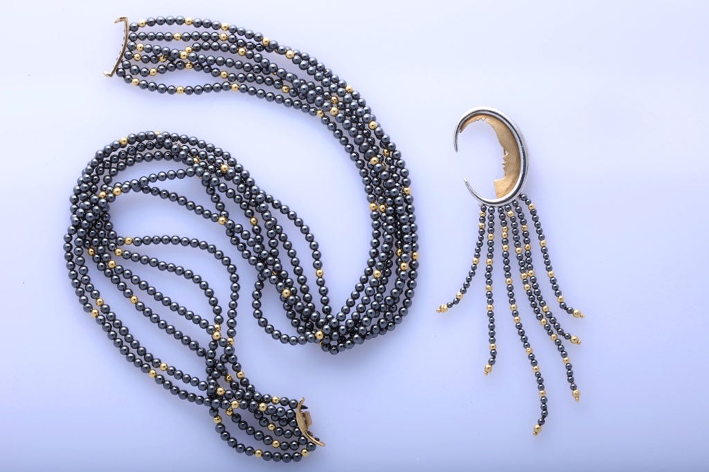 Erte Silver and Gold Necklace at 1stDibs
