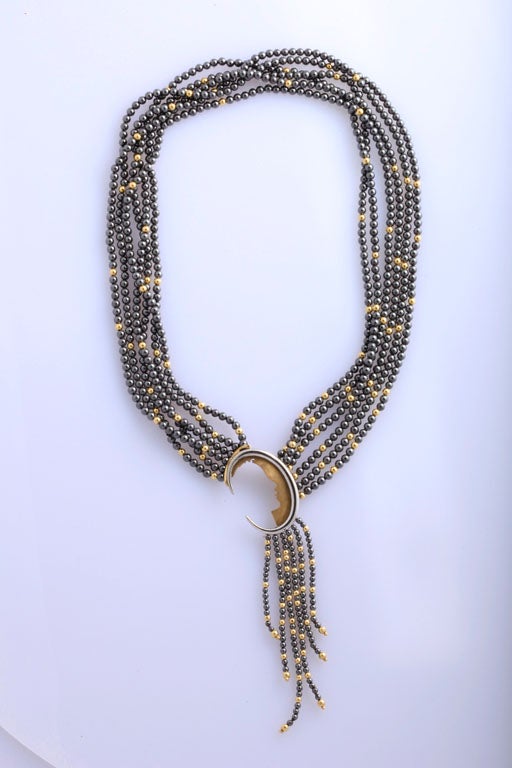 Erte Silver and Gold Necklace at 1stDibs