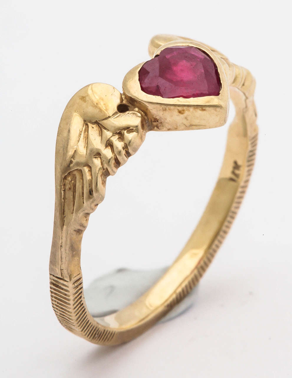 Heart Shaped Ruby Gold Wings Ring For Sale at 1stDibs | heart with ...