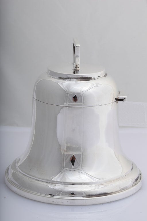 Large Edwardian Style Sterling Silver Bell-Form Inkwell With Hinged Lid ...