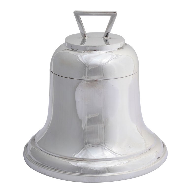 Large Edwardian Style Sterling Silver Bell-Form Inkwell With Hinged Lid ...