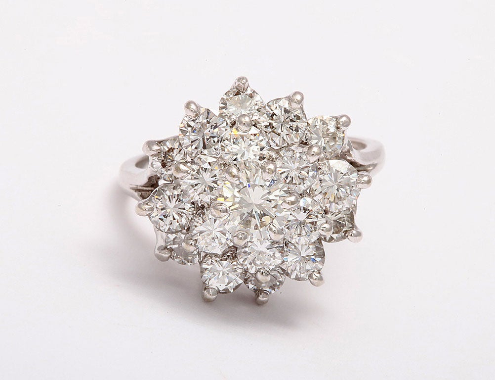 Delightful Diamond Snowflake Cluster Ring at 1stDibs | snowflake ...