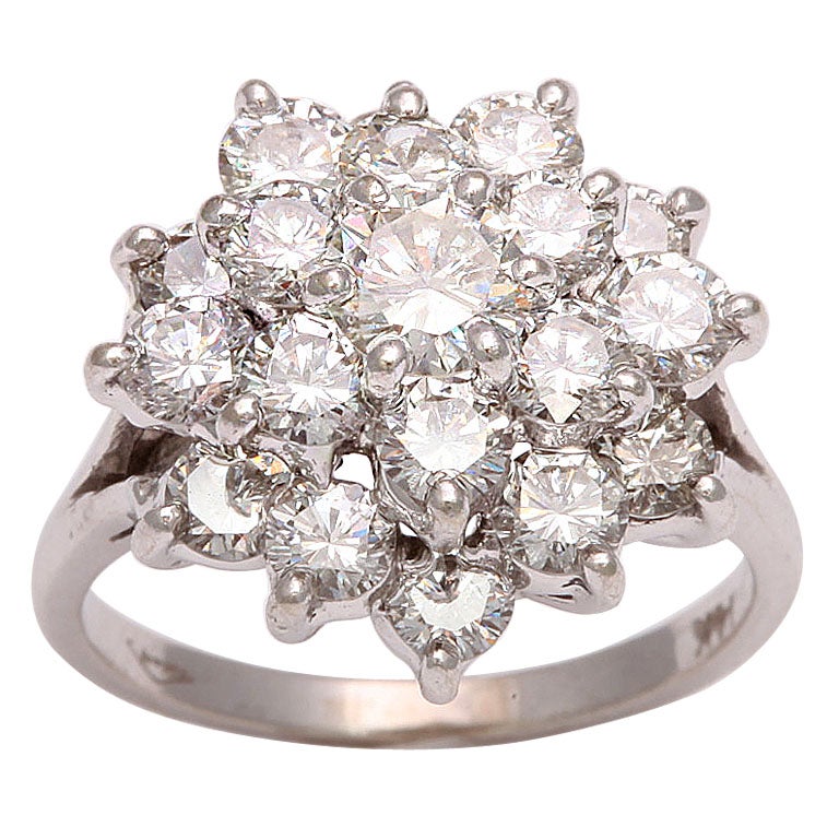 Delightful Diamond Snowflake Cluster Ring at 1stDibs | snowflake ...