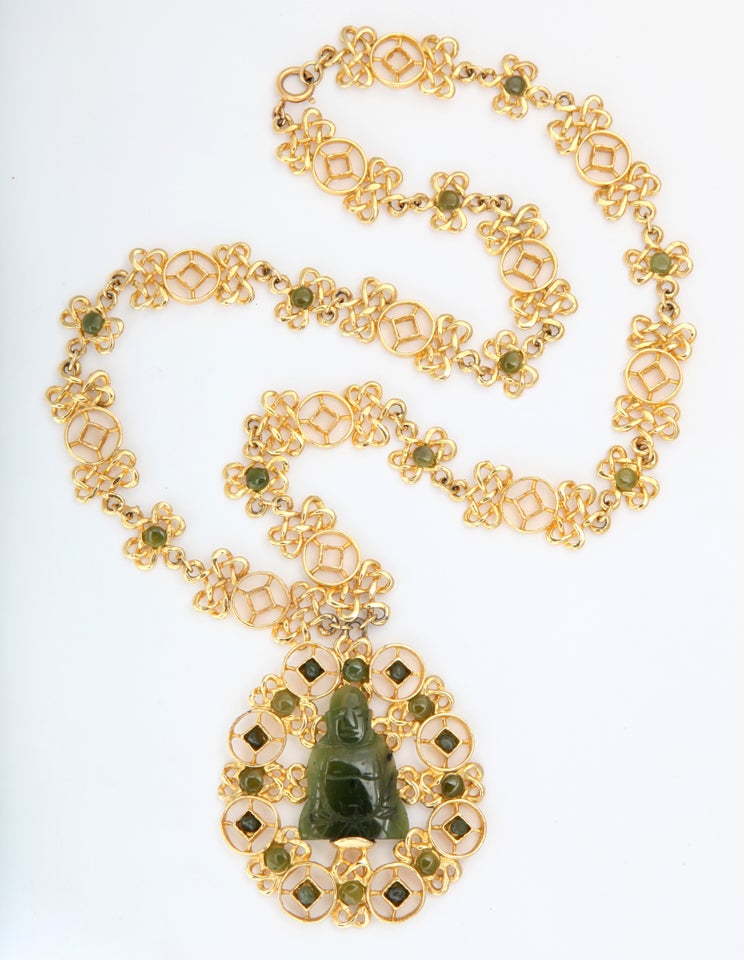 Swoboda Jade Buddha Pendant Necklace For Sale at 1stDibs | real jade ...