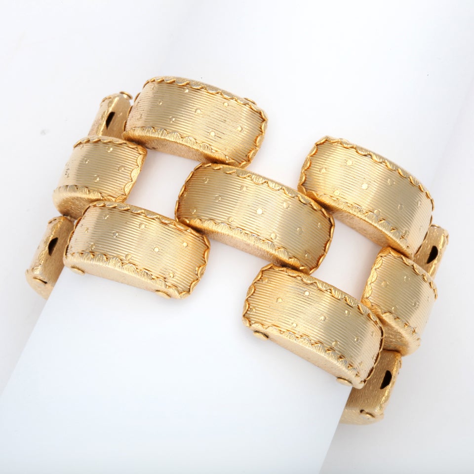 Large Link "Gold" Bracelet, Costume Jewelry at 1stDibs