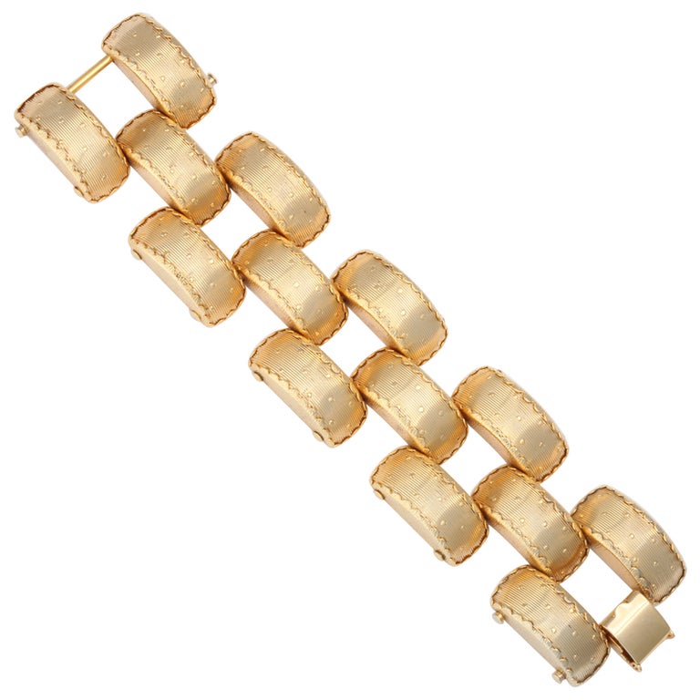 Large Link "Gold" Bracelet, Costume Jewelry at 1stDibs