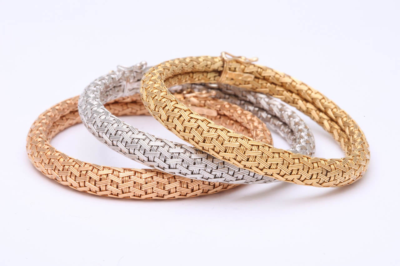 Three Color Gold Flexible Bracelets at 1stDibs