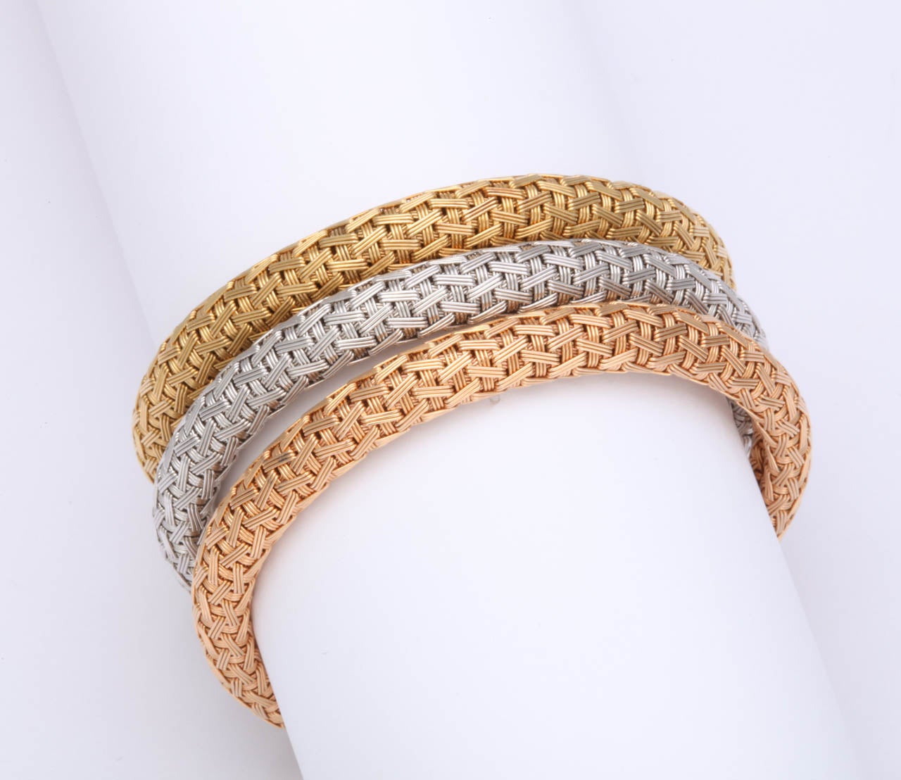 Three Color Gold Flexible Bracelets at 1stDibs