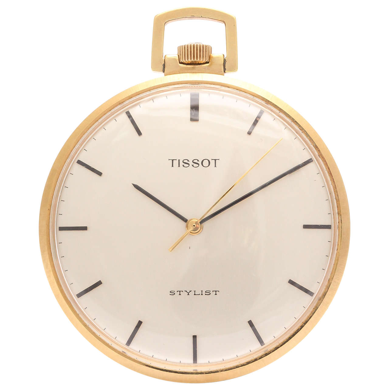 Tissot Yellow Gold Plated Open Faced Stylist Pocket Watch circa 1950s ...