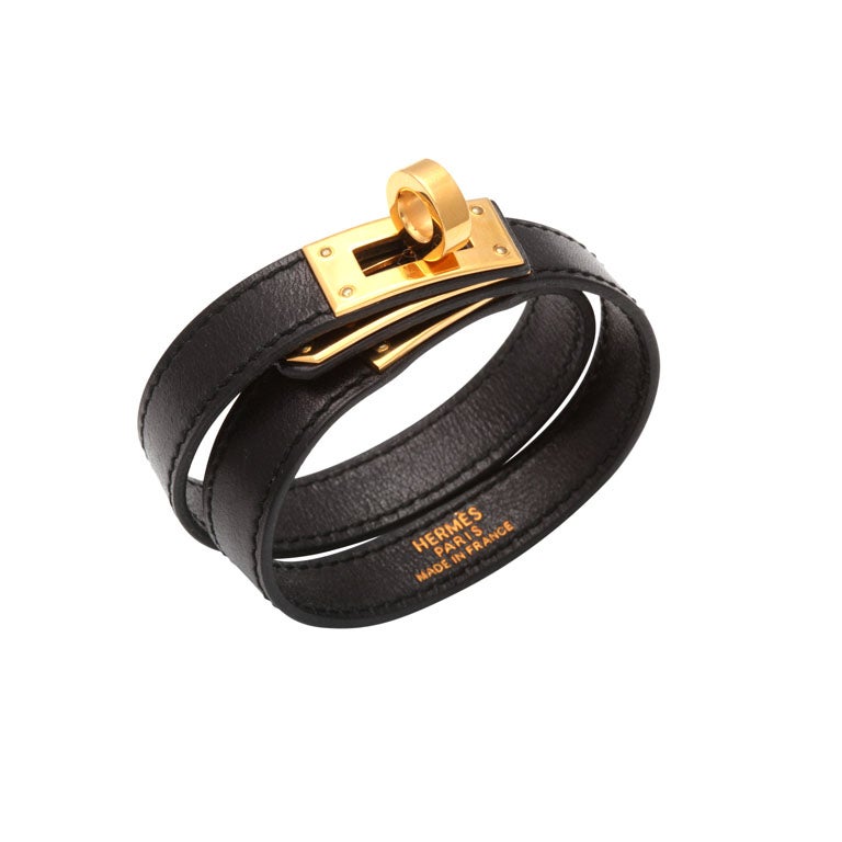 HERMES KELLY DOUBLE TOUR BRACELET BLACK/GOLD at 1stDibs | hermes kelly ...