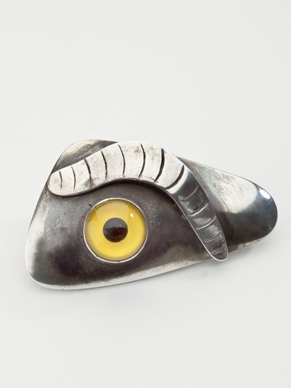 SAM KRAMER Surreal "Eye" Brooch (1940"s) at 1stDibs