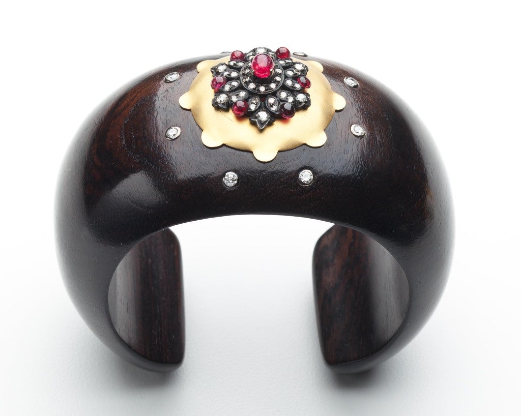 PIERRE DE LUNE Gemset Cuff Bracelet 2000 at 1stDibs