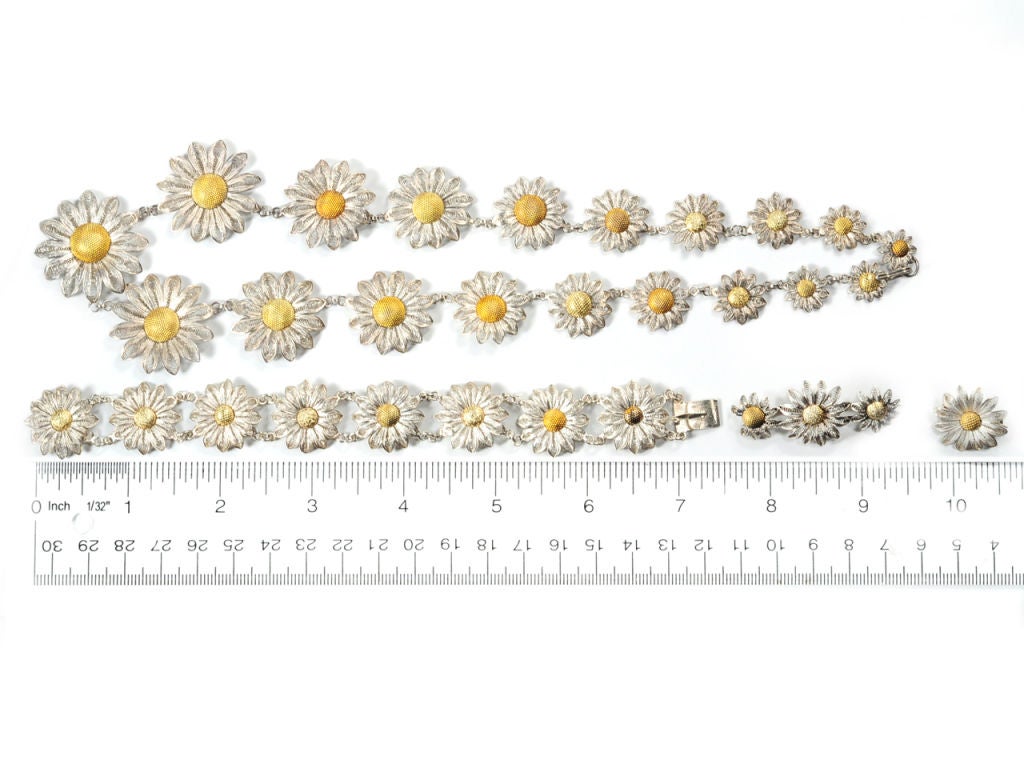 Antique Daisies: 19th C. Silver Filigree Parure at 1stDibs