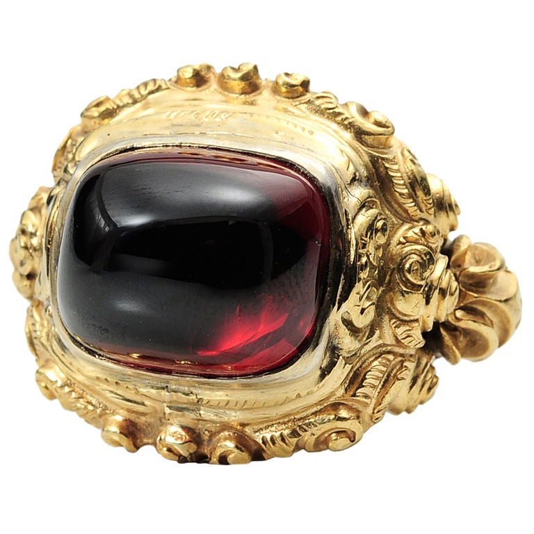 Stately Victorian Pyrope Garnet Ring at 1stDibs