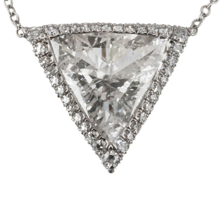 Platinum, Triangular Diamond Pendant at 1stDibs
