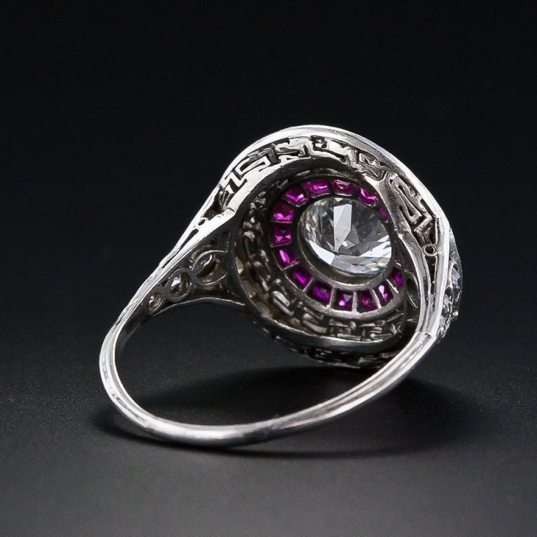 .90 Carat Diamond and Ruby Art Deco Ring For Sale at 1stDibs
