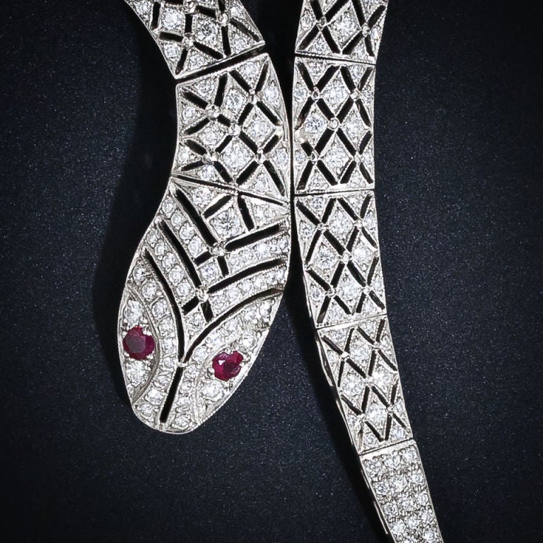 Diamond and Platinum Serpent Necklace at 1stDibs