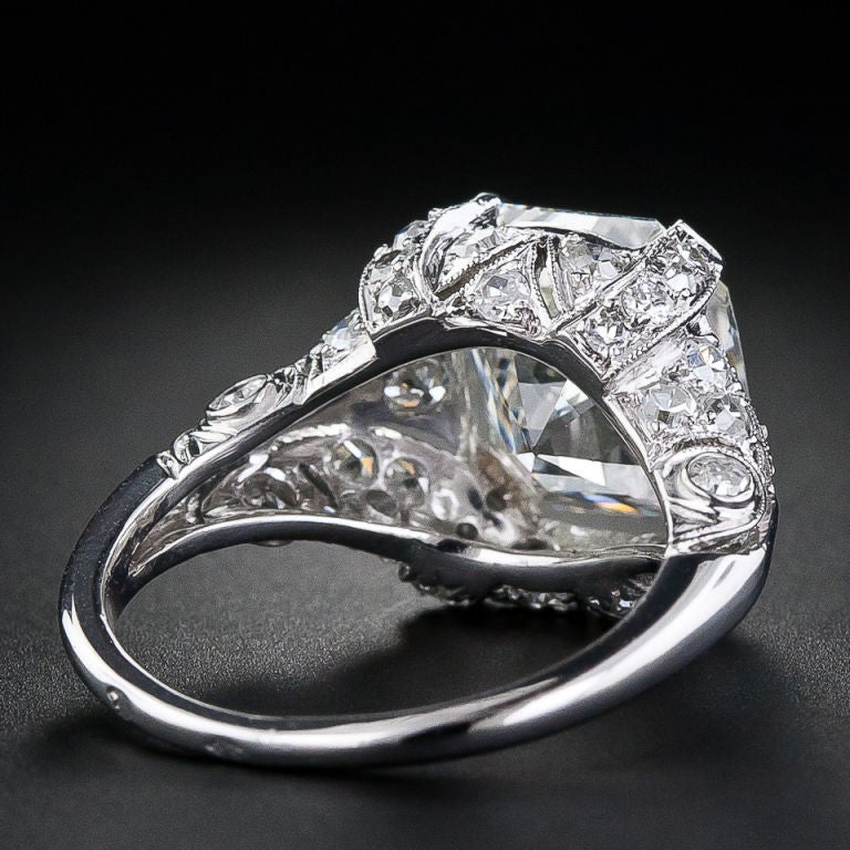 Vintage 5.32 Carat Asscher Cut Diamond Ring at 1stDibs