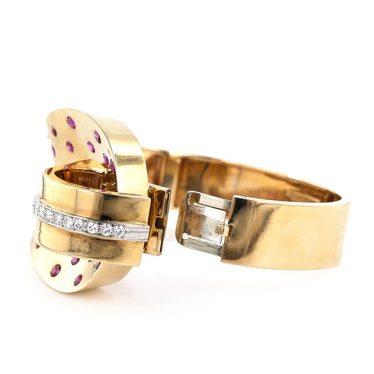 MAUBOUSSIN Trabert and Hoeffer Retro Ruby and Diamond Bracelet at 1stDibs