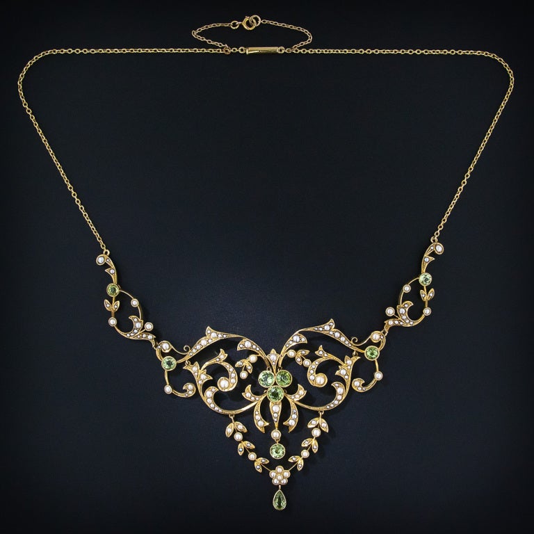 Peridot Necklace c1900 For Sale at 1stDibs