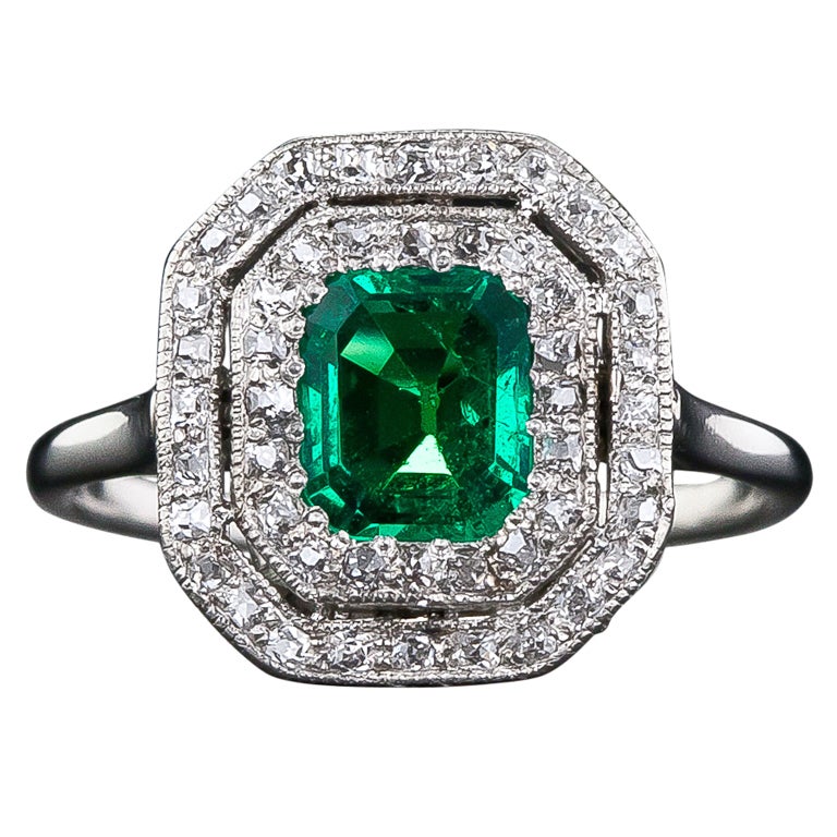 Antique Emerald and Diamond Ring at 1stDibs