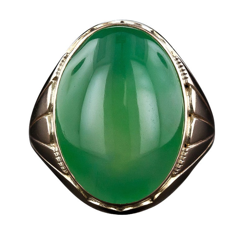 Large Gent's Late Art Deco Jade Ring at 1stDibs