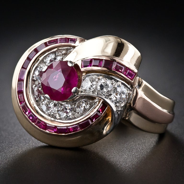 Retro Ruby and Diamond Ring For Sale at 1stDibs