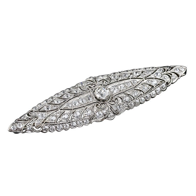 Large Edwardian Diamond Brooch For Sale at 1stDibs