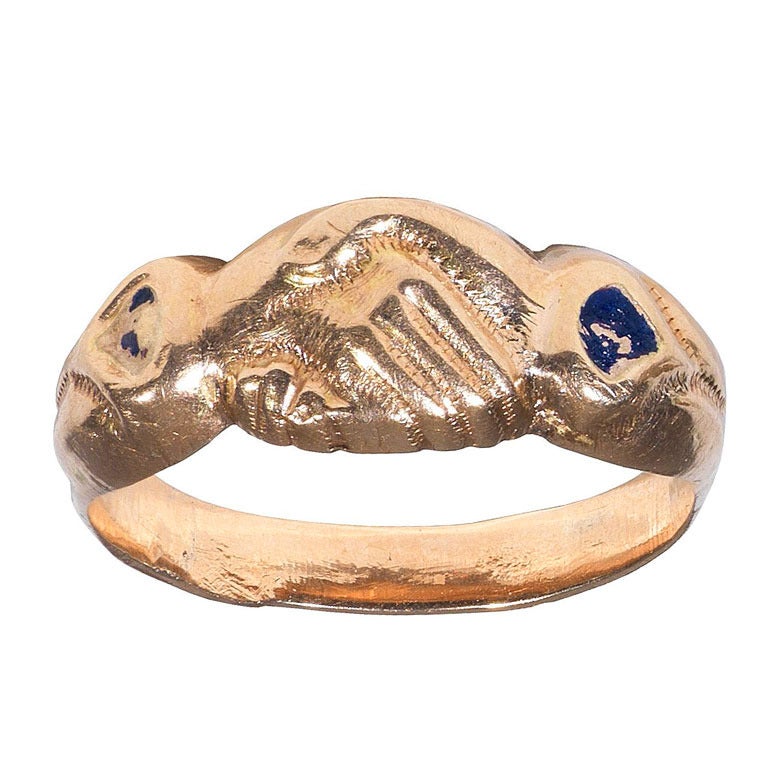An Antique Gold Clasped Hands Engagement Ring at 1stDibs