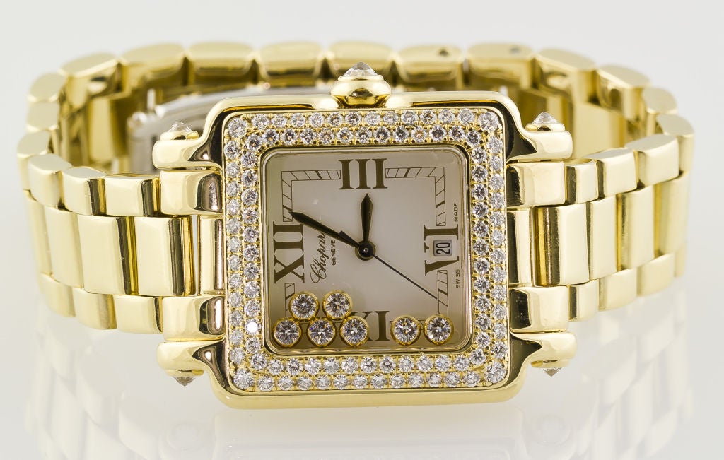 CHOPARD HAPPY SPORT Gold 7 Floating Diamond Watch at 1stDibs