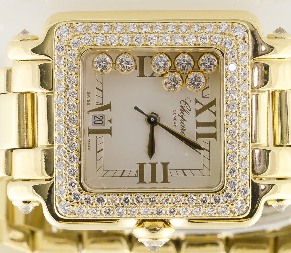 CHOPARD HAPPY SPORT Gold 7 Floating Diamond Watch at 1stDibs
