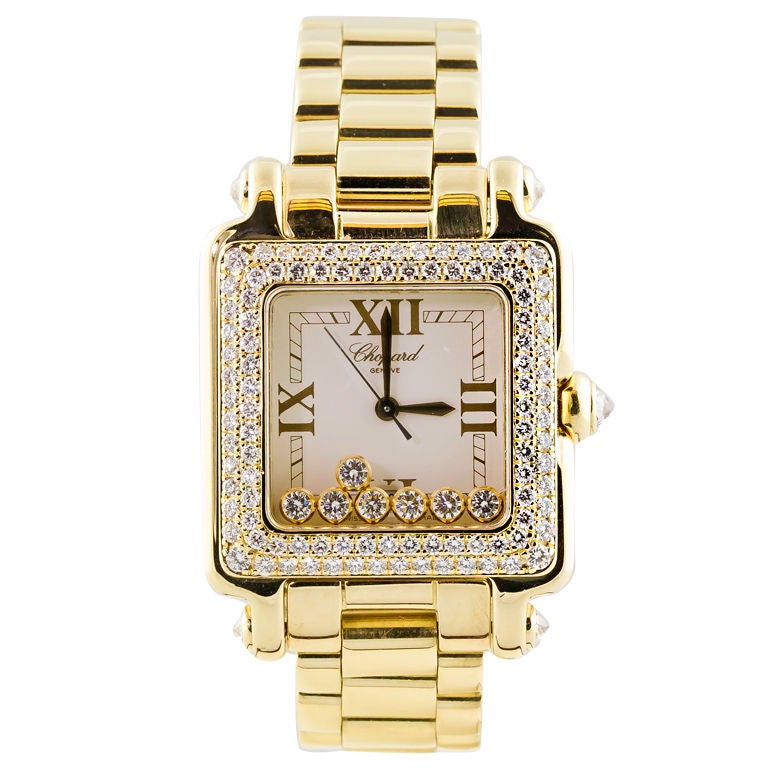 CHOPARD HAPPY SPORT Gold 7 Floating Diamond Watch at 1stDibs