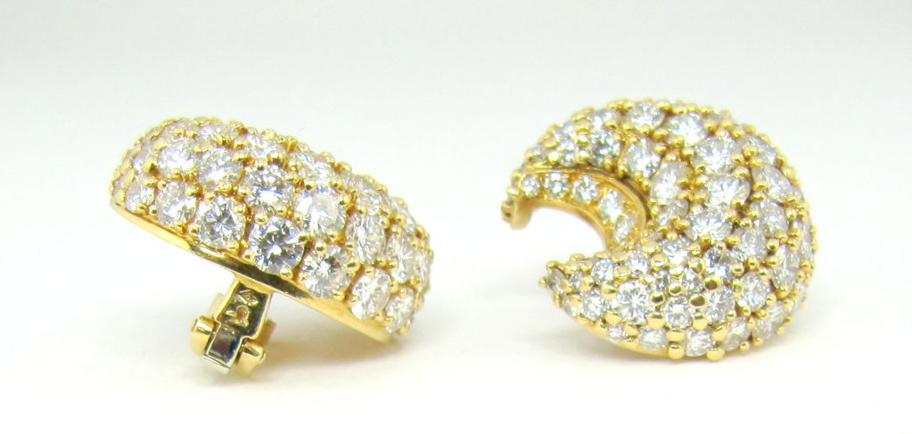CARTIER 18K Gold Diamond Half Moon Earrings at 1stDibs | half moon ...